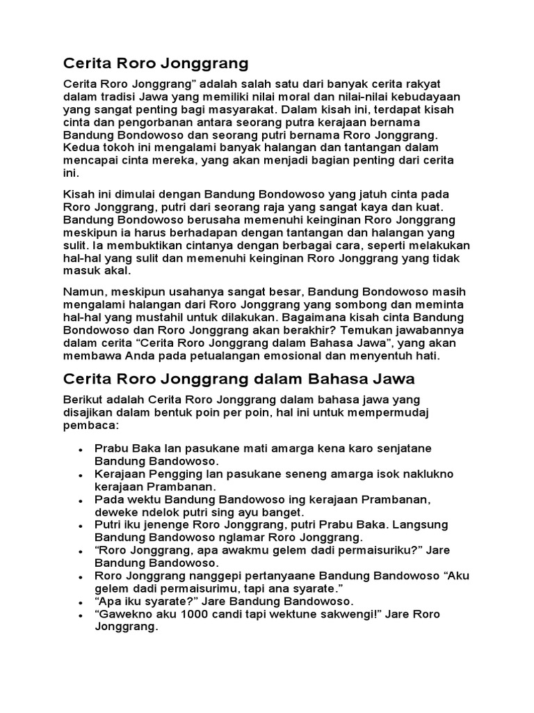 Cerita Roro Jonggrang | PDF