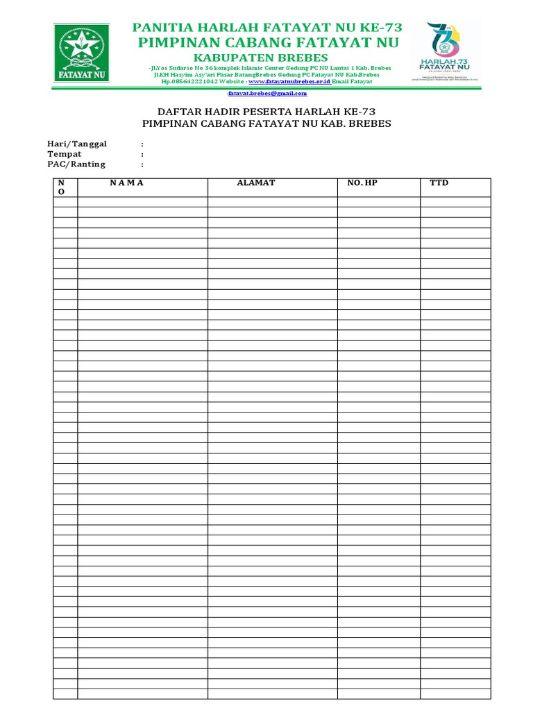 Daftar Hadir Pac | PDF