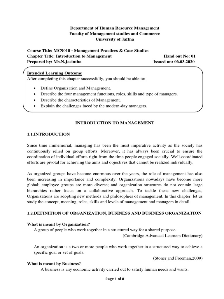 Management & Case Study 1-4 PDF | PDF | Decision Making | Goal