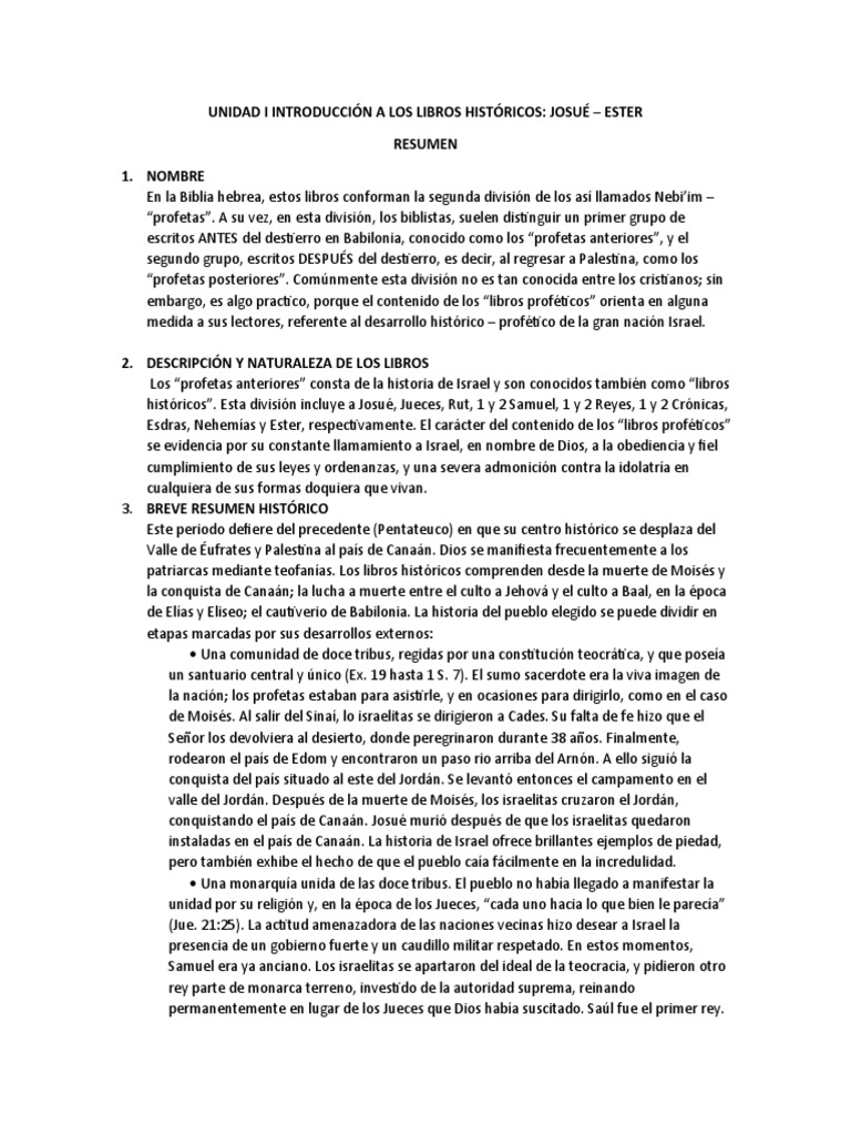 Resumen Libros Historicos | PDF | Reino de judá | Israel