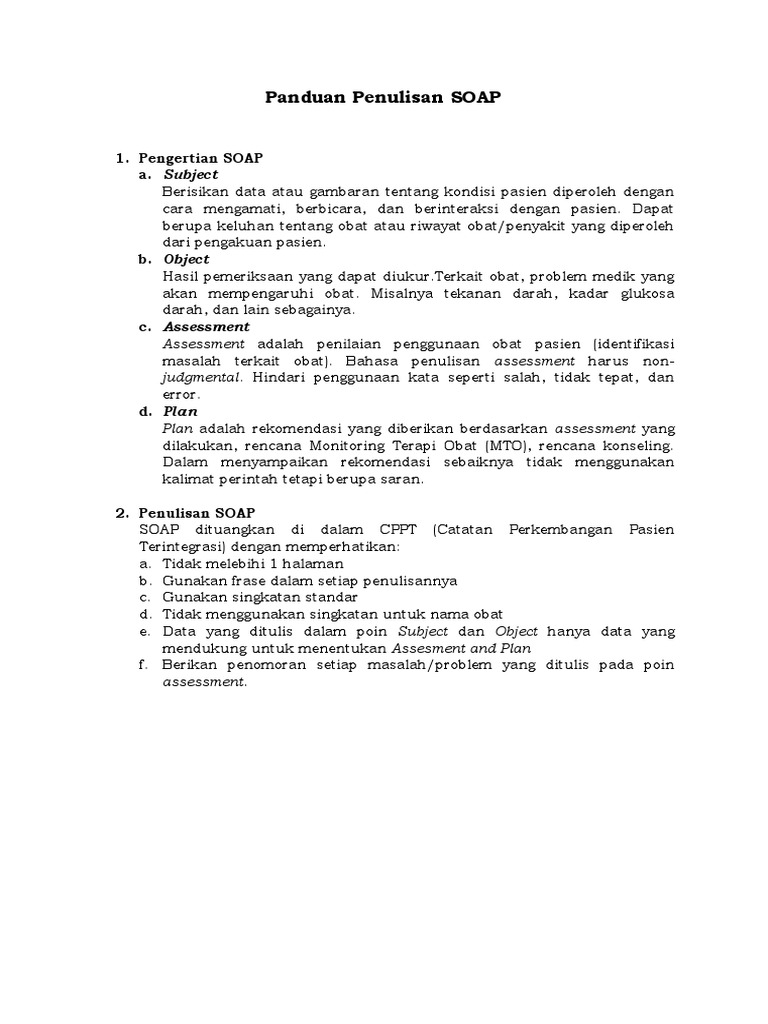Panduan Penulisan SOAP | PDF