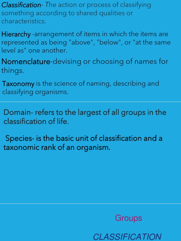 CLASSIFICATION | PDF | Taxonomy (Biology) | Species