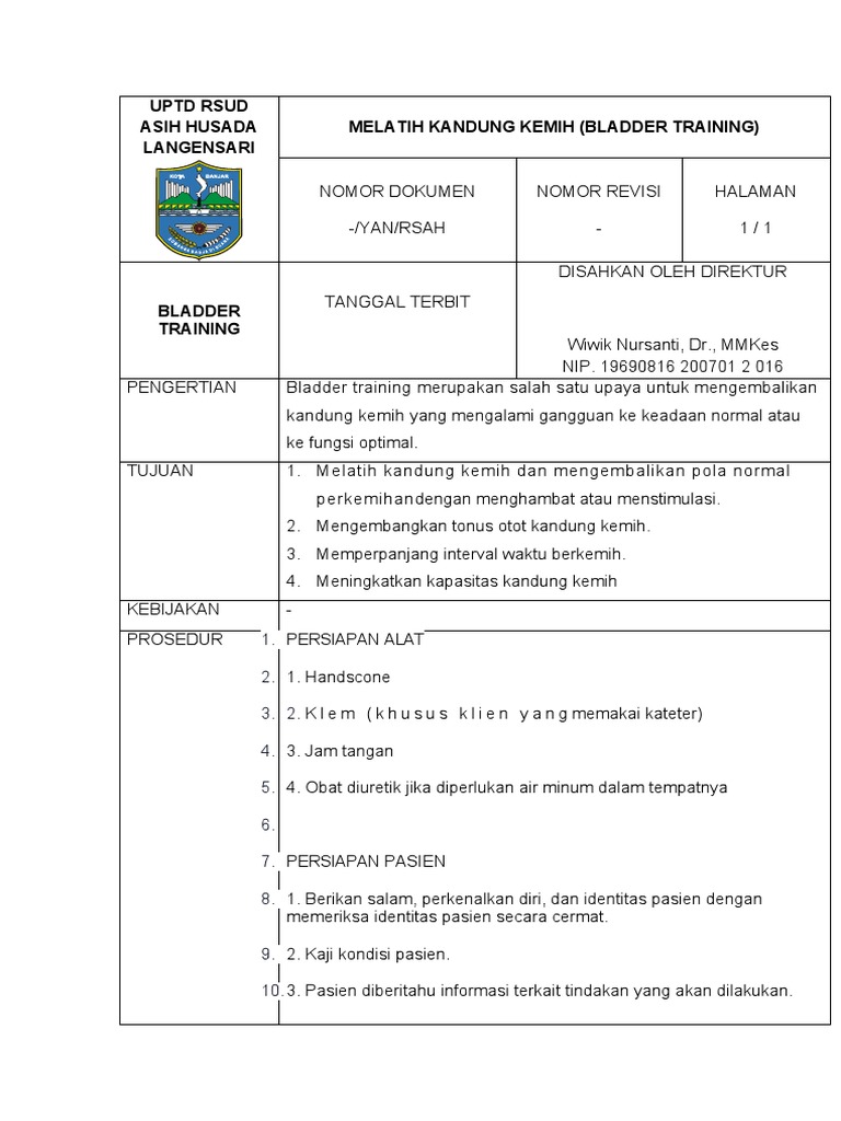 Sop Bladder Training | PDF