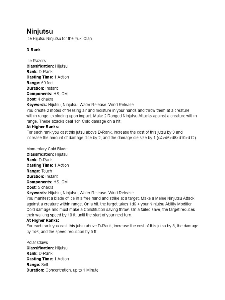 Mizuko's Ice Jutsu Compendium | PDF | Ice | Snow