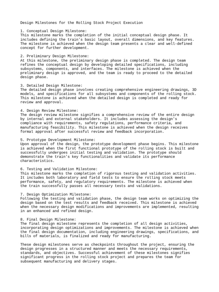 Design Milestones | PDF | Prototype | Specification (Technical Standard)