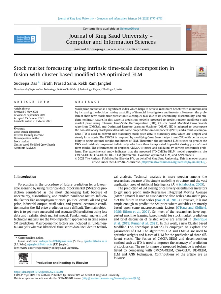 Stock Market Forecasting Using Intrinsic Time Scale Decomposition In Fusion With Cluster Based