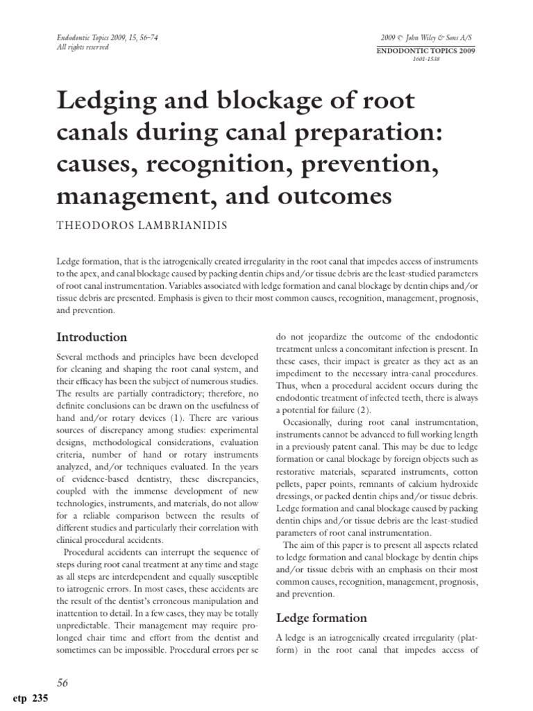 Lambrianidis Ledging Endodontictopics | PDF | Dentistry Branches ...