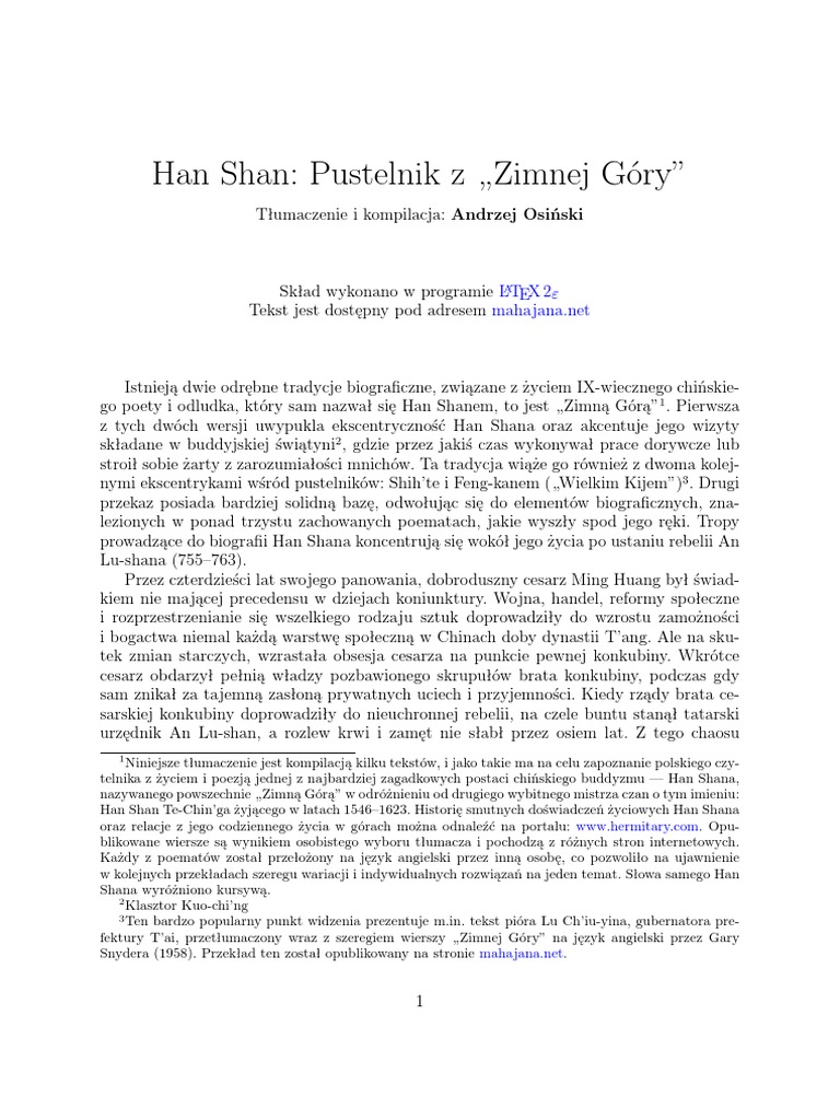 Pustelnik Z ''Zimnej Góry'' | PDF