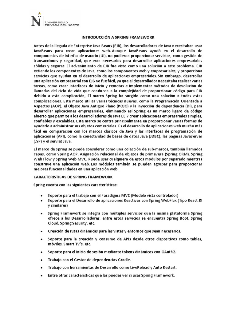 Lectura - 03 - Introducción A Spring Framework | PDF | Spring Framework | Java (lenguaje de ...