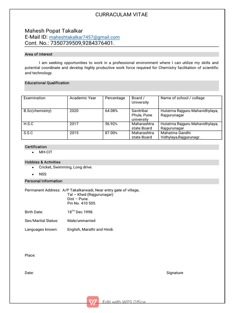 Mahesh Takalkar - CV | PDF