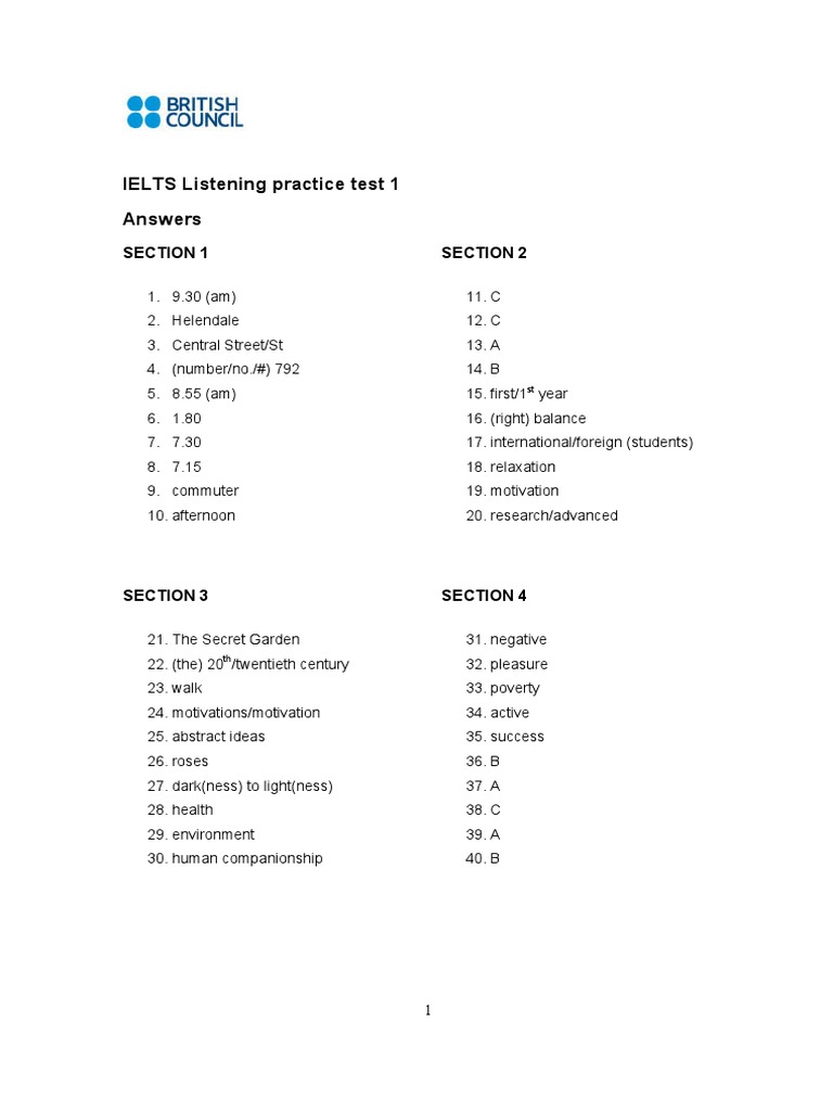Listening Practice Answers 121012.doc 0 | PDF