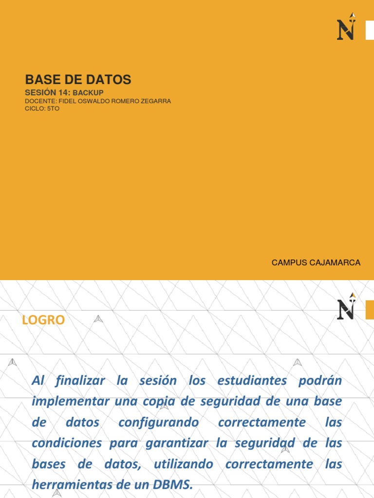 Sesion 15 - Backup | PDF | Apoyo | Bases de datos
