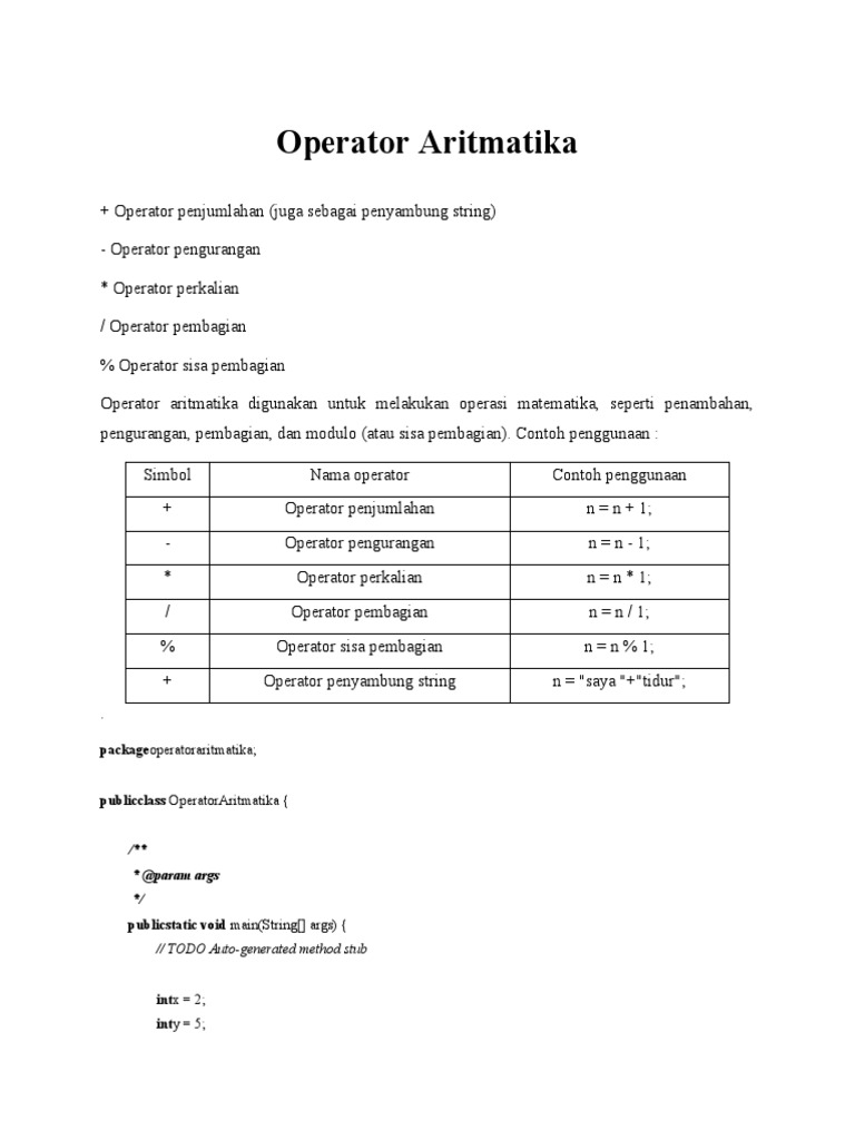 Pertemuan 4 (Operator Aritmatika) | PDF Pertemuan 4 (Operator Aritmatika) | PDF
