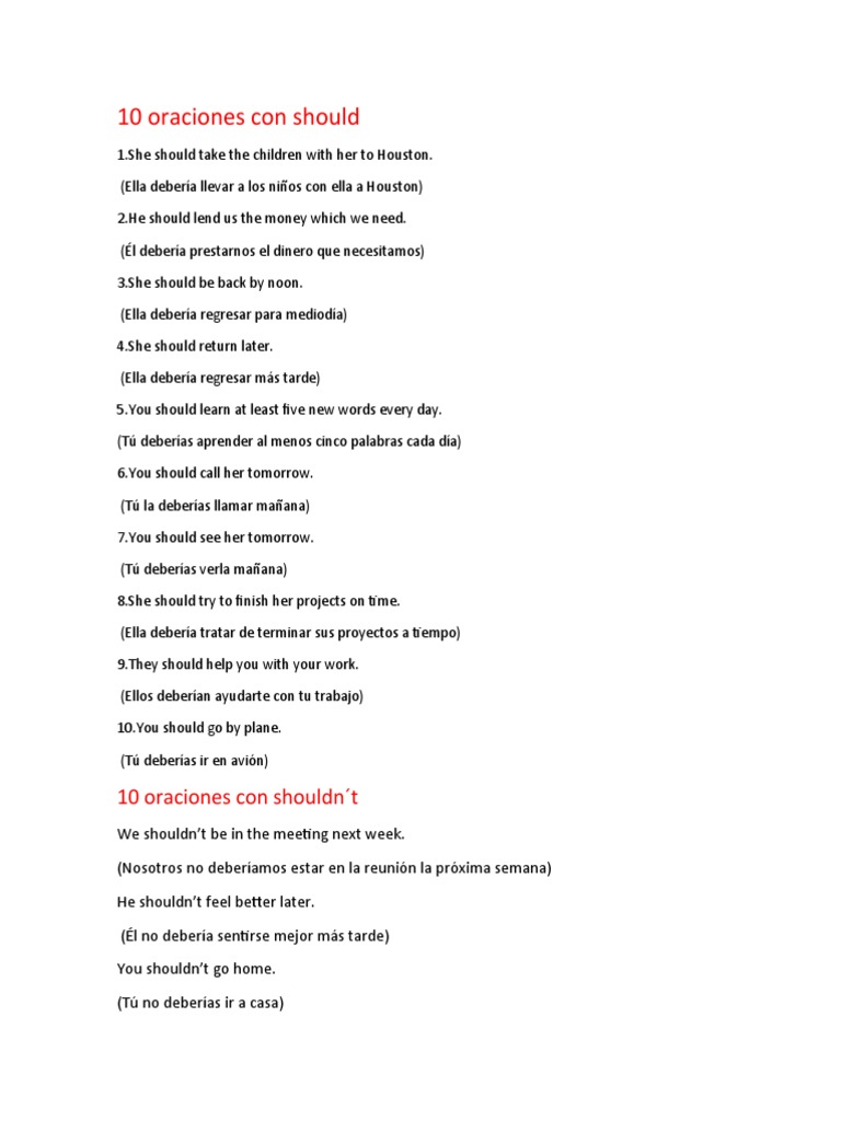 10 Oraciones Con Should | PDF 10 Oraciones Con Should | PDF