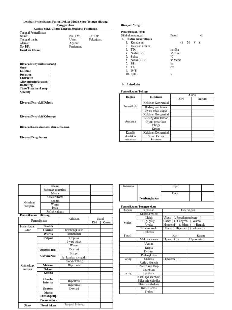 Lembar Pemeriksaan THT | PDF