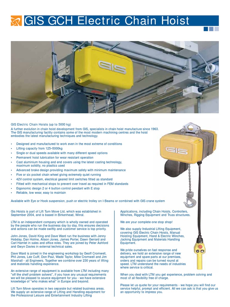 Gis GCH Datasheet | PDF | Crane (Machine) | Elevator