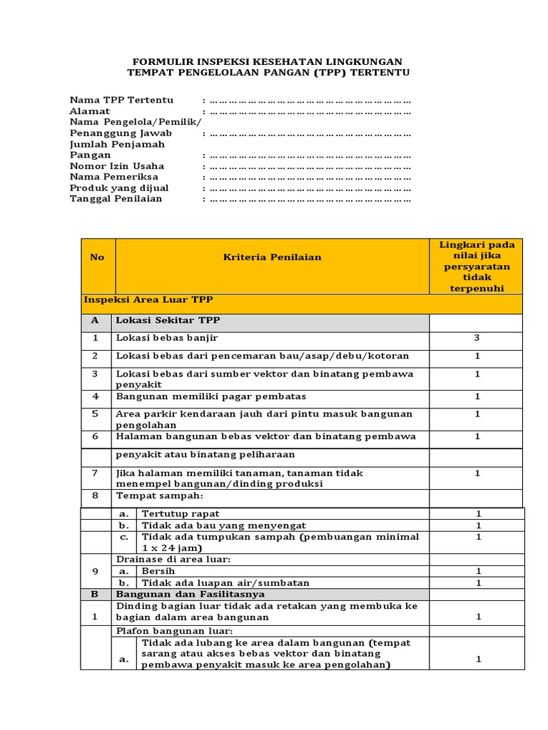 Formulir Ikl TPP Tertentu | PDF