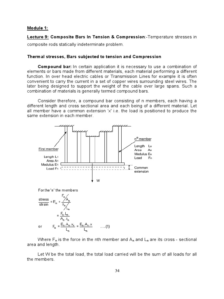 Composite Bars in Tension & Compression | PDF | Thermal Expansion | Stress (Mechanics)