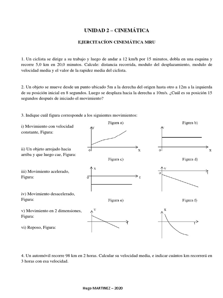 23 TP 2 Ejercitacion Cinematica MRU y MRUV | PDF | Velocidad | Cinemática