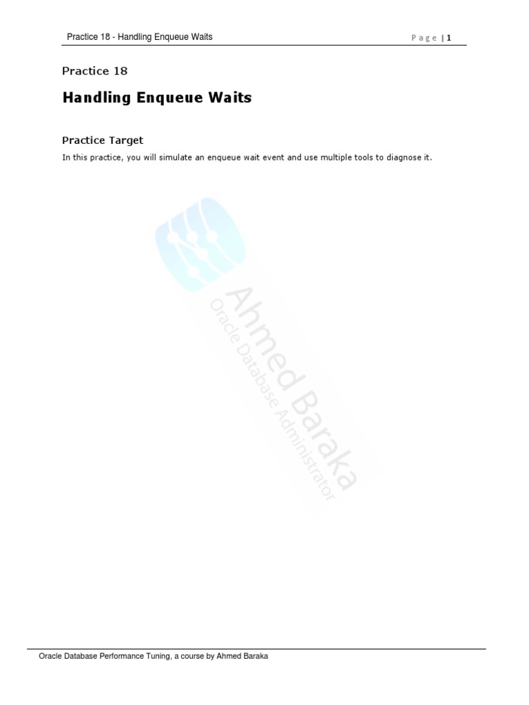 Practice 18 - Handling Enqueue Waits | PDF | Relational Database ...