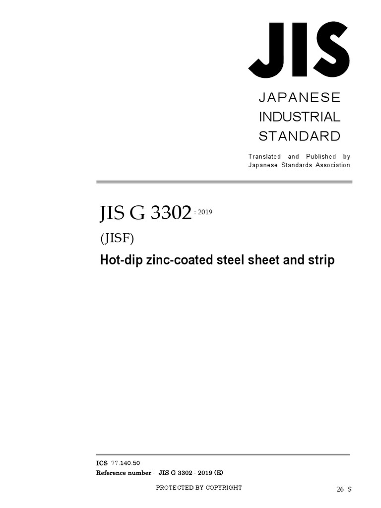 Pre Jis G 03302 000 000 2019 e Ed10 CH | PDF | International ...