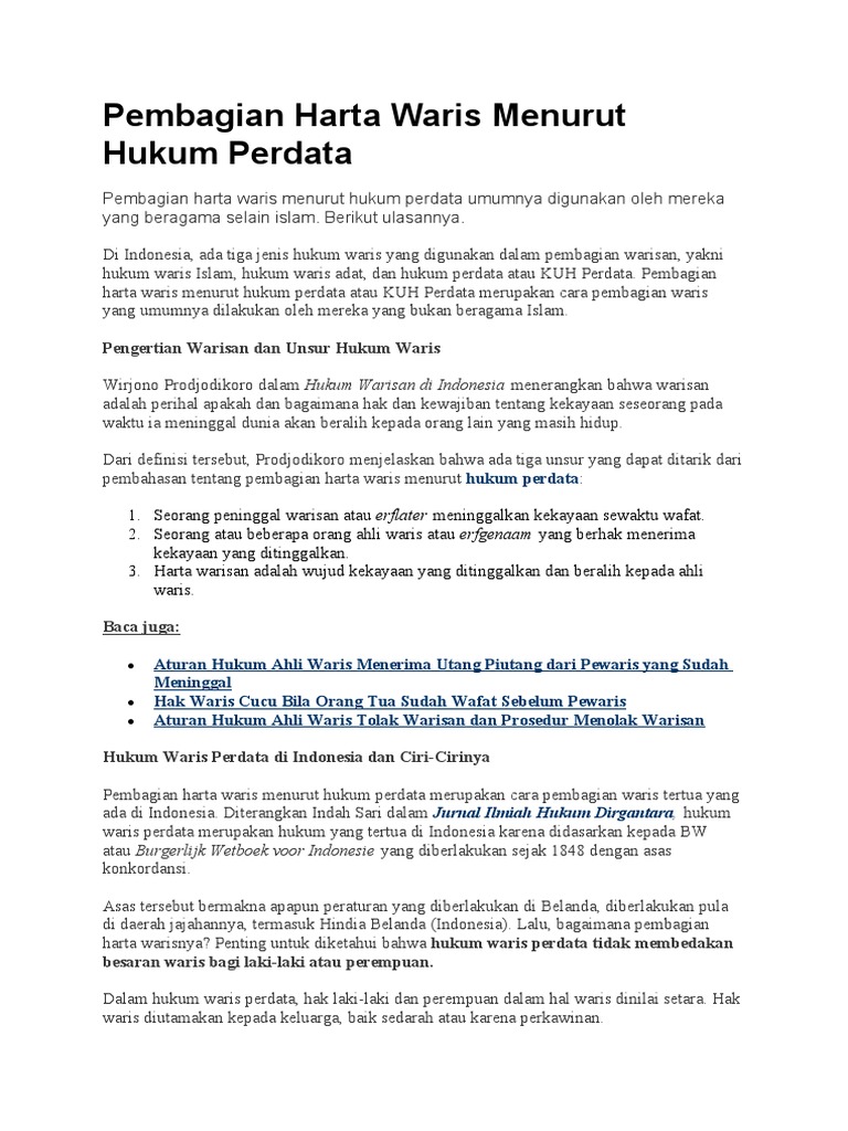 Hukum Waris Perdata di Indonesia | PDF | Ilmu Sosial | Hukum