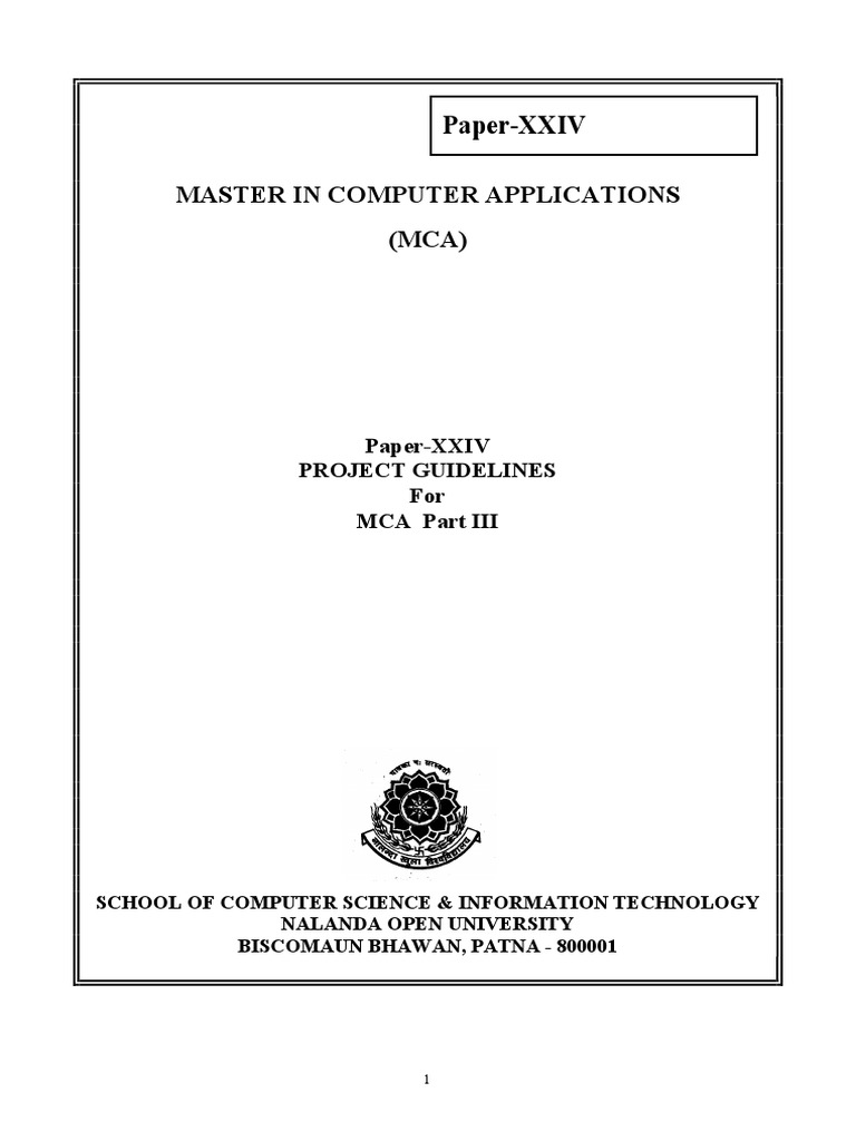 MCA Part III Paper XXIV Project Guidelines | PDF | Unit Testing ...