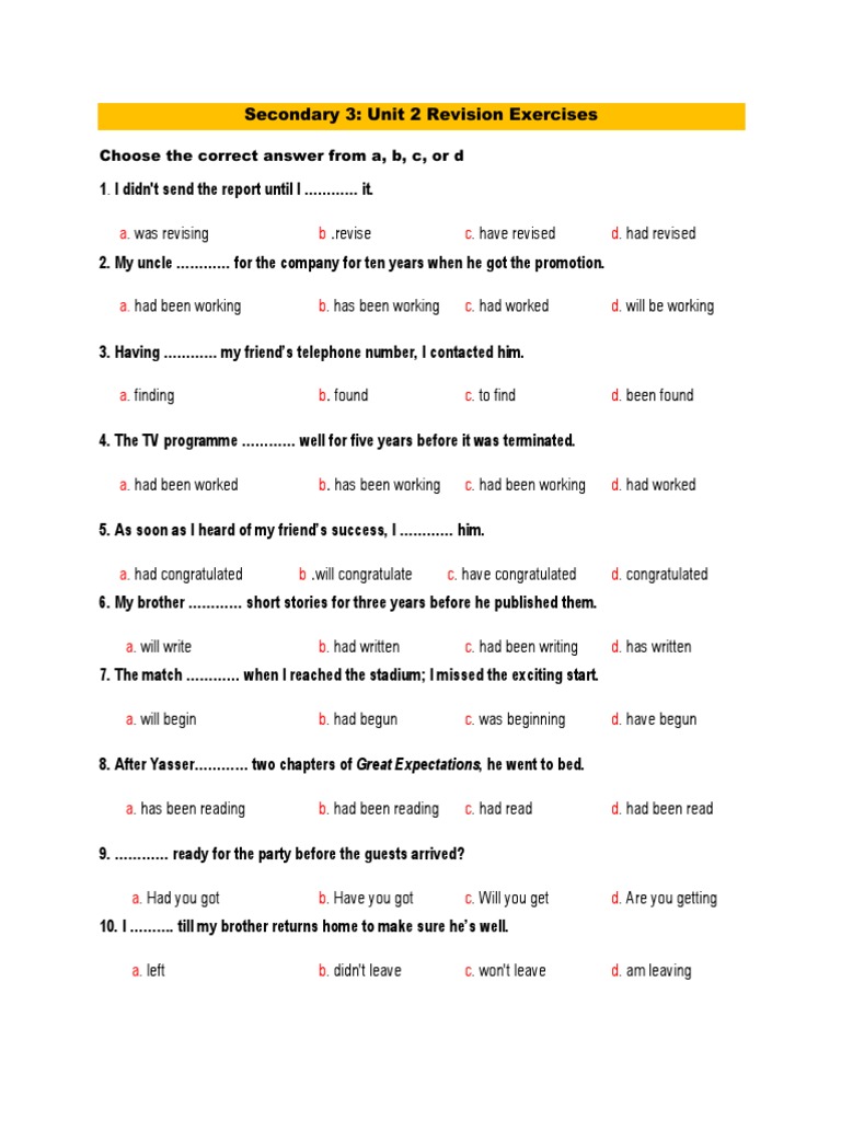 Secondary 3 English Unit 2 Exercises | PDF | Essays