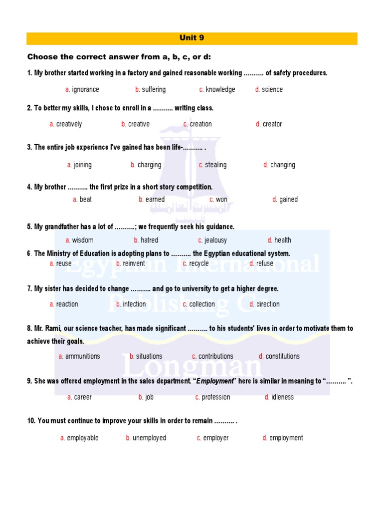 Secondary 3 Exercises Unit 9 | PDF | Exploitation Of Labour