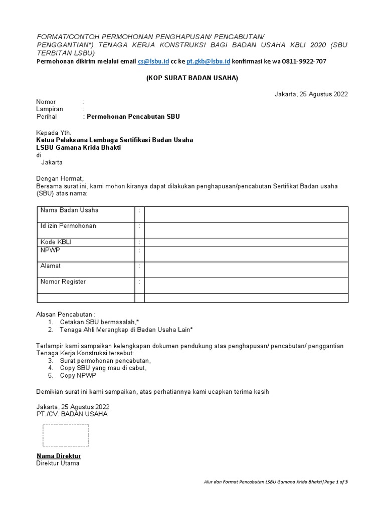 Format Pencabutan Ska SKK | PDF | Teknologi & Rekayasa