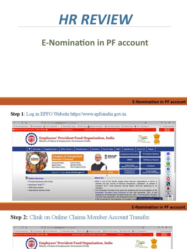 For E-Nomination On EPFO Portal | PDF | Computing | Cyberspace