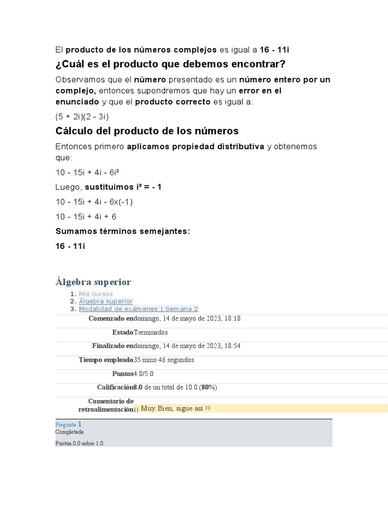 Algebra Semana2 | PDF | Número complejo | Álgebra