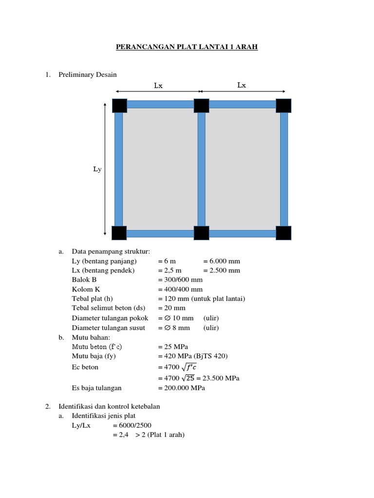 Desain Plat Lantai 1 Arah | PDF