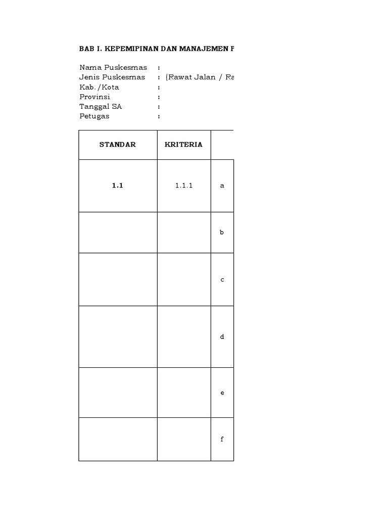 Template Form Self Assesment PKM | PDF
