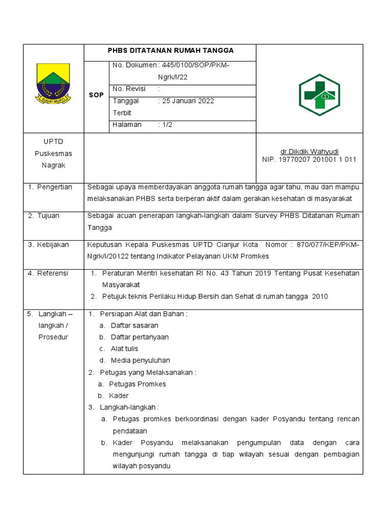 Sop PHBS RT 2022 | PDF