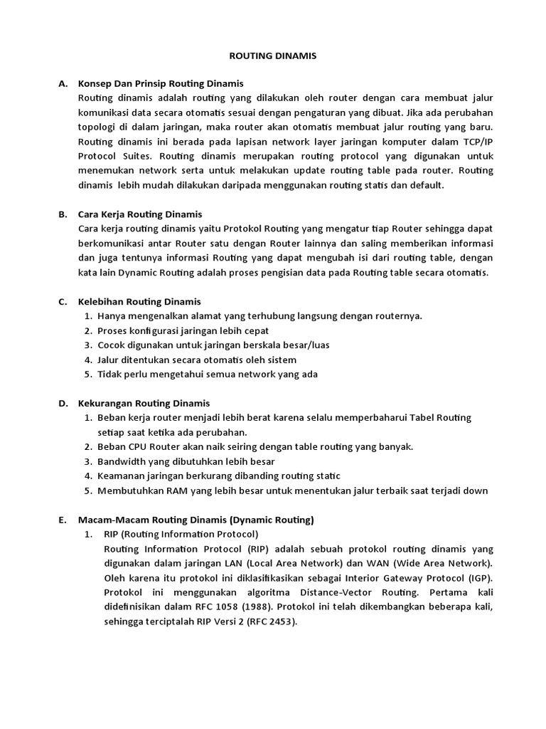 Pengertian dan Jenis Routing Dinamis | PDF | Komputer