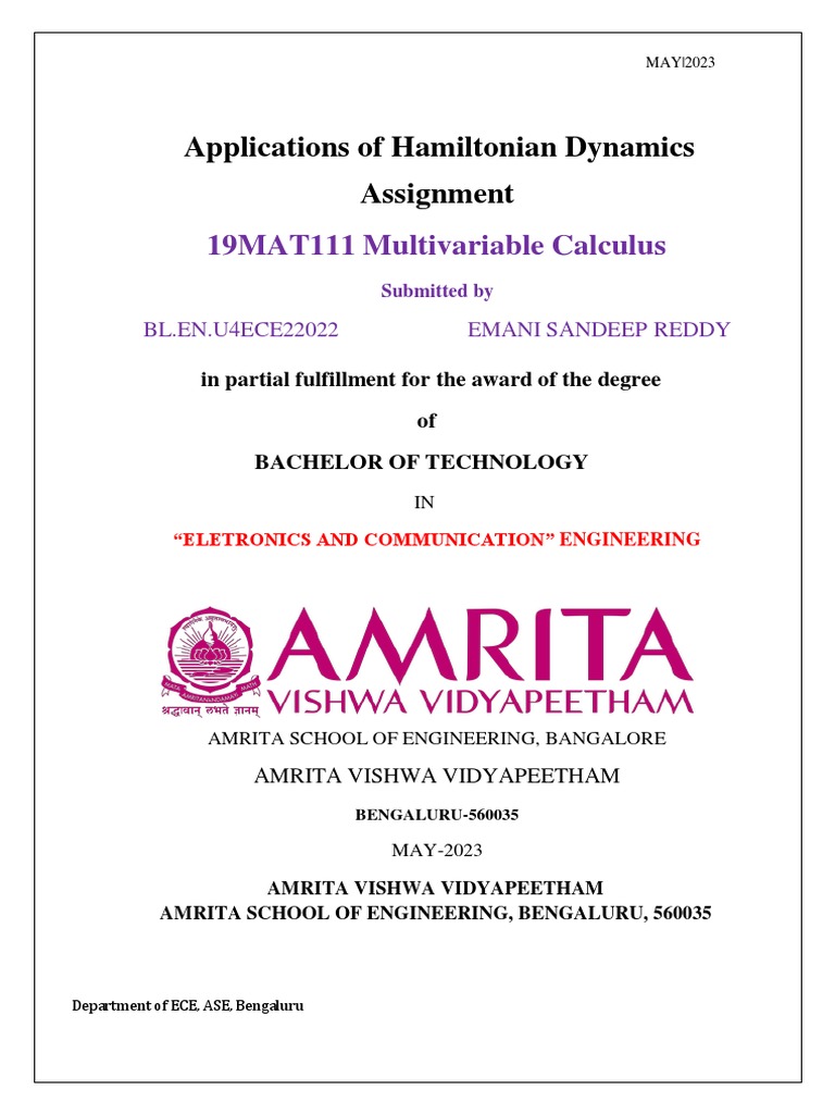 Hamiltonian Dynamics in Multivariable Calculus | PDF | Hamiltonian Mechanics | Lagrangian Mechanics