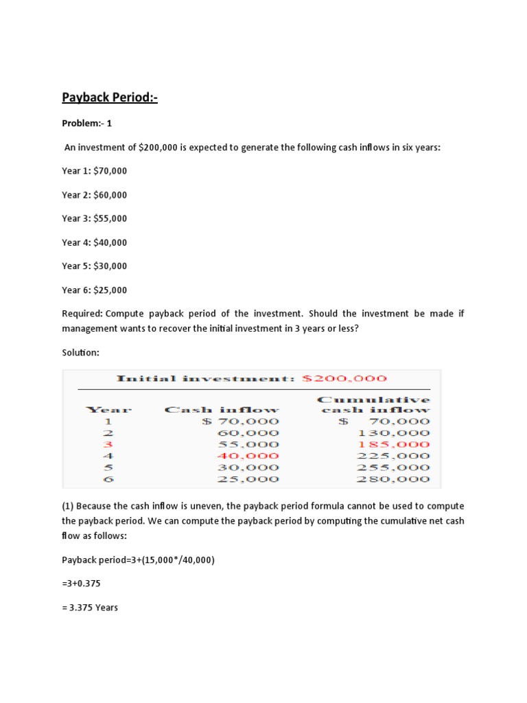 Pay Back Period, NPV, ROI | PDF | Net Income | Net Present Value