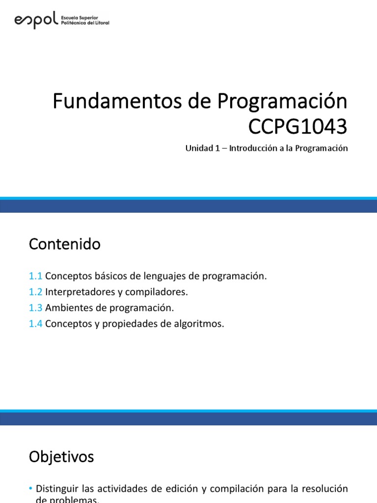 Unidad 1 - Introduccion A La Programacion | PDF | Lenguaje de ... Unidad 1 - Introduccion A La Programacion | PDF | Lenguaje de ...