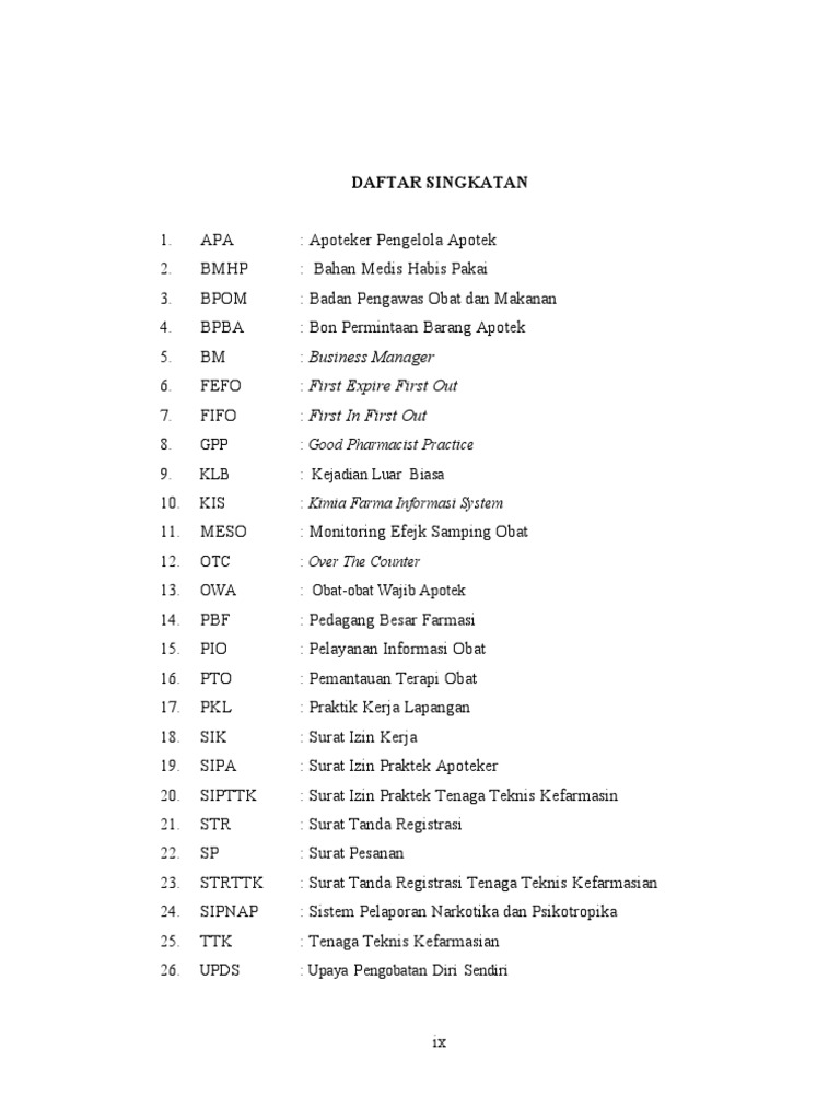 6 Daftar Singkatan SL | PDF