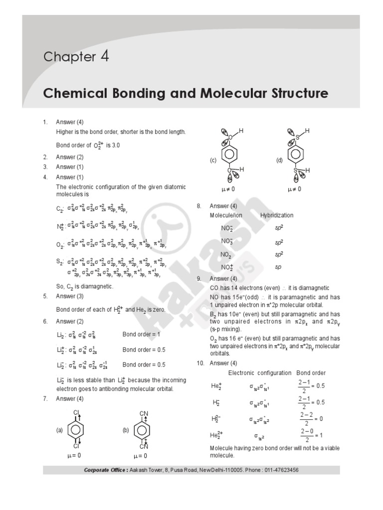 C - Sol - Ch-04 - Chemical Bonding and Molecular Structure | PDF | Chemical Polarity | Chemical Bond