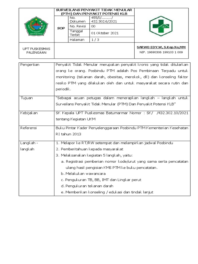 Surveilans Penyakit Tidak Menular Ptm Dan Penyakit Potensi Klb Pdf