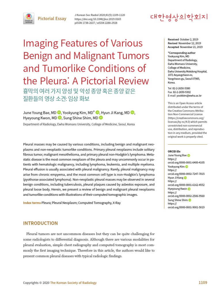 Various Benign and Maligna Tumors and Tumorlike Conditions of The Pleura | Download Free PDF ...