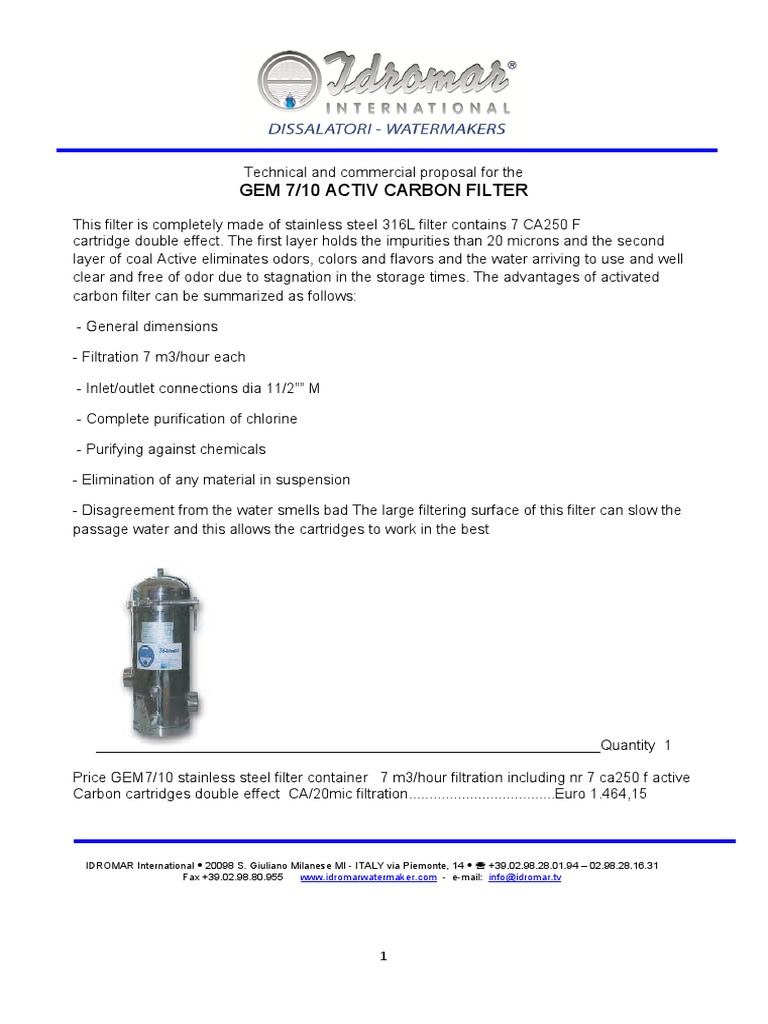 GEM7-10 Activ Carbon Filter | PDF | Home & Garden