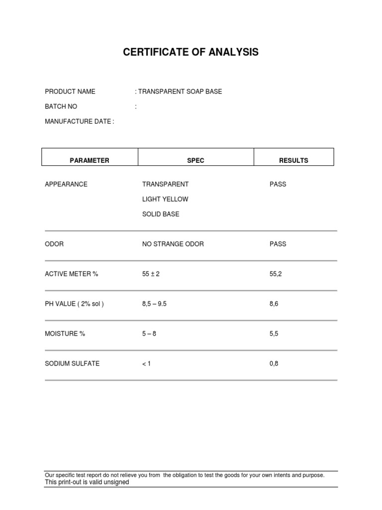 Certificate of Analysis | PDF