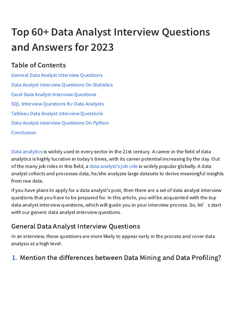 Kenny-230718-Top 60+ Data Analyst Interview Questions and Answers For ...