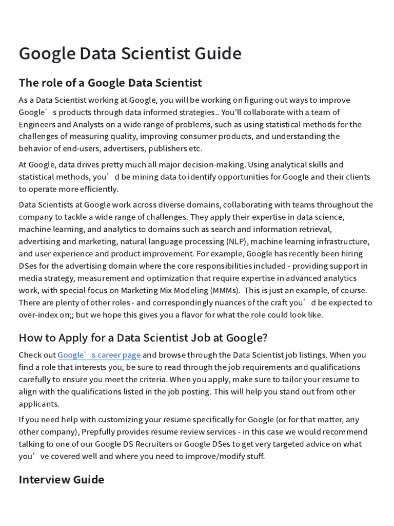 Kenny-230717-Google Data Scientist Guide | PDF | Statistics | Machine ...