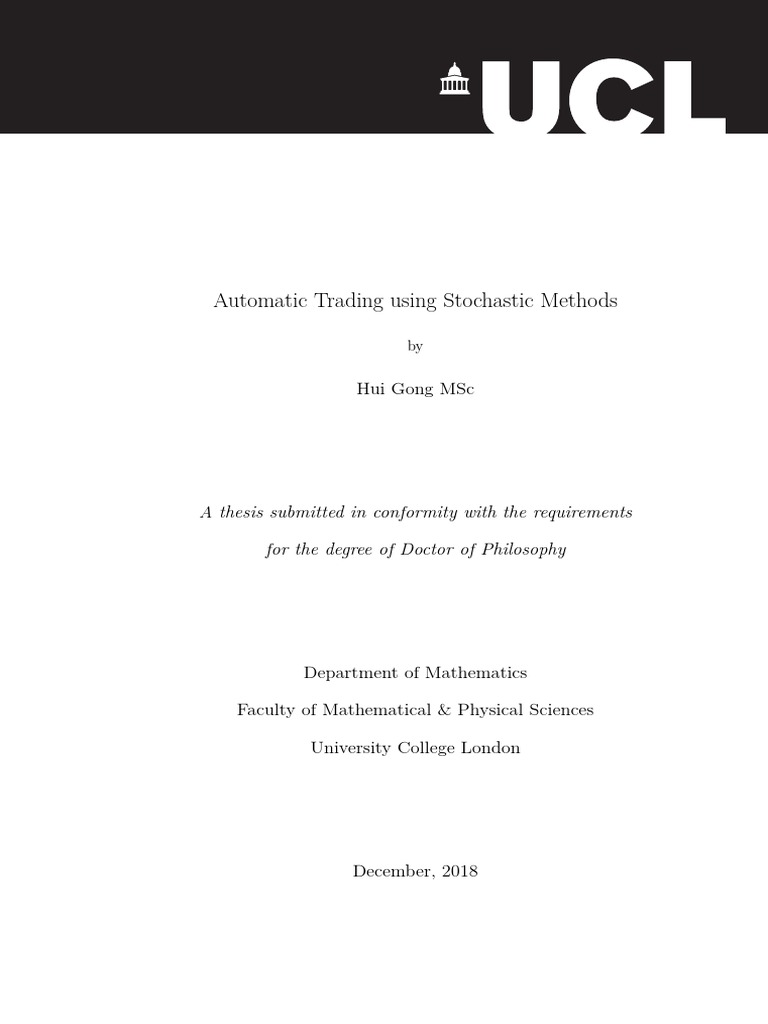 UCL-Thesis-Hui Gong | PDF | Algorithmic Trading | Order (Exchange)