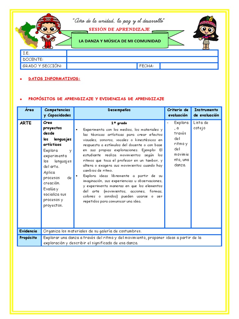 1º E5 S3 Sesión D5 Arte La Danza y Musica de Mi Comunidad | PDF ...
