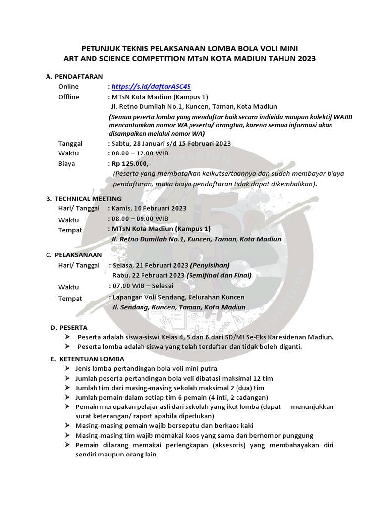 Juknis Lomba Voli Mini | PDF